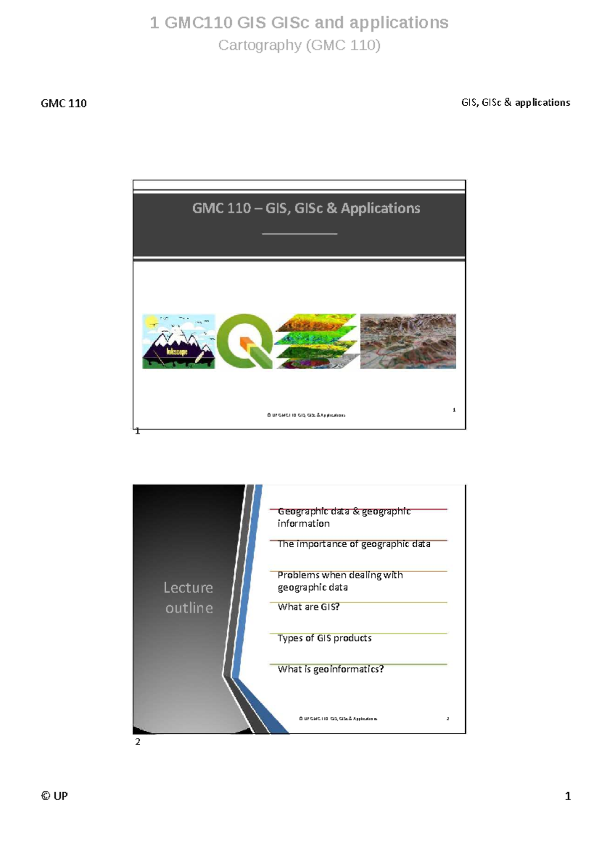 Theme 1 complete - hallo - 1 GMC110 GIS GISc and applications ...