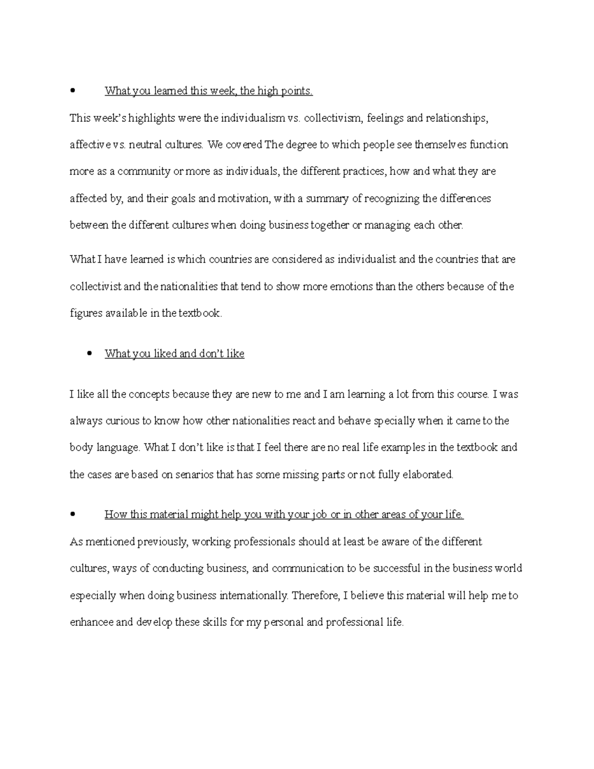 Module 2 Reflection Summary Journal - What you learned this week, the ...