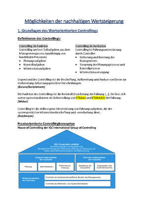 WOC Zusammenfassung Wertorientierte Kennzahlen (EVA, ROCE) - EVA ...