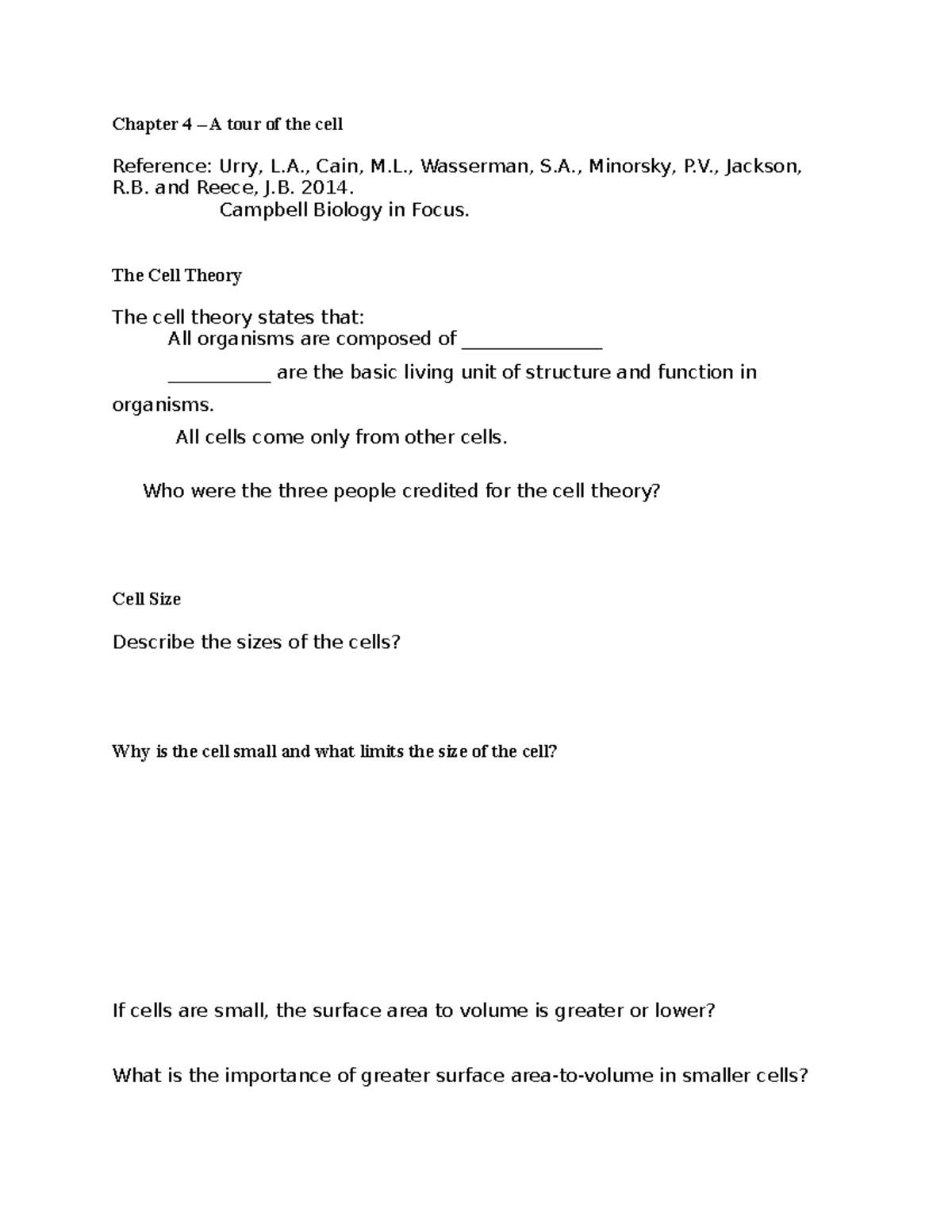 Chapter 4: A Tour of the Cell - Studocu