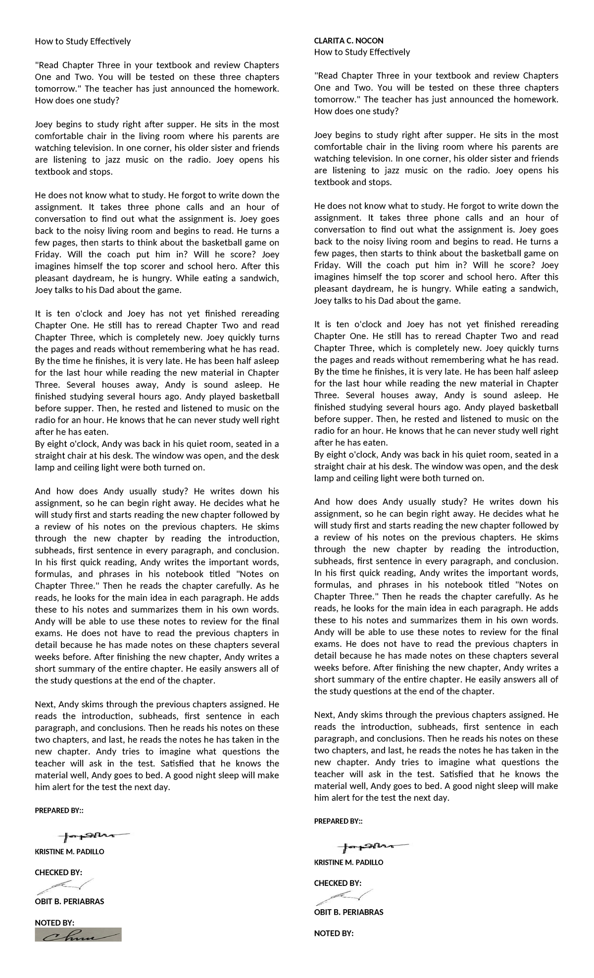 G7-CUF-NRP- April-5-TEXT- Material - How to Study Effectively "Read Chapter Three in your - Studocu