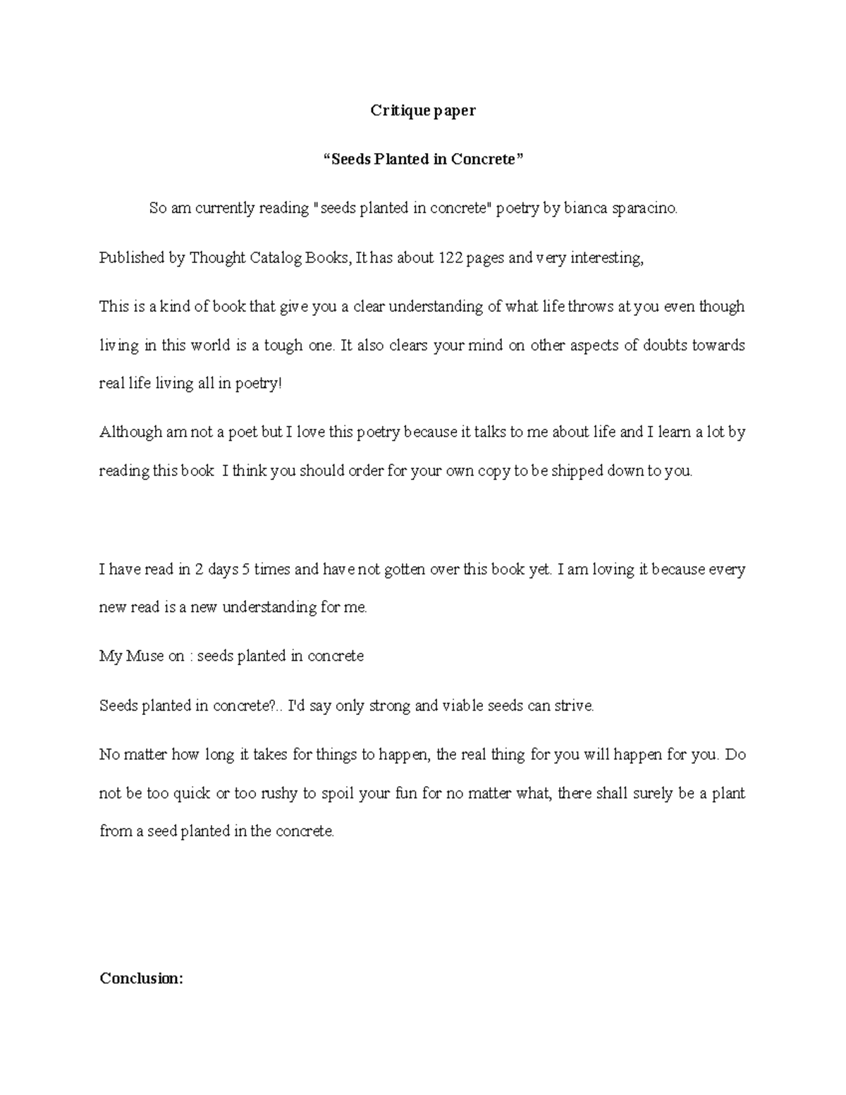 Critique paper eaap - matay met - Critique paper “Seeds Planted in ...