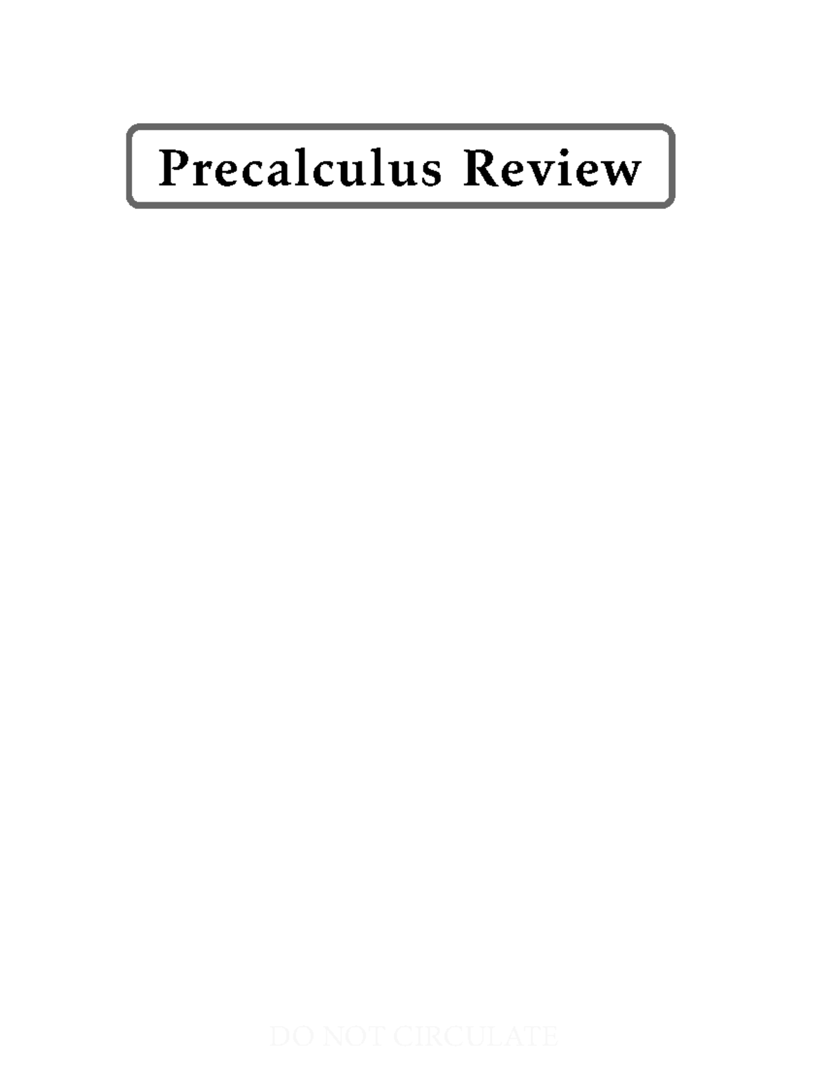 Algebra precalculus review - Precalculus Review 4 CONTENTS 1 Algebra ...