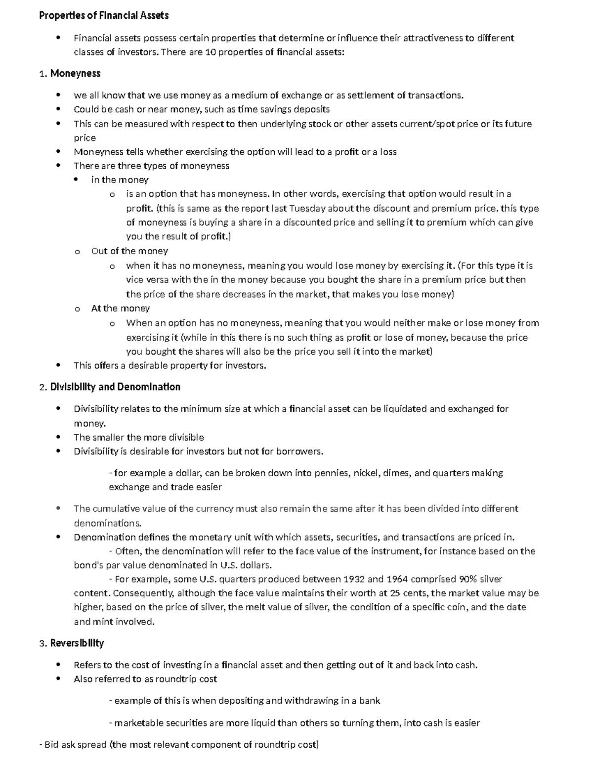 Elih report - Assignment - Properties of Financial Assets Financial ...
