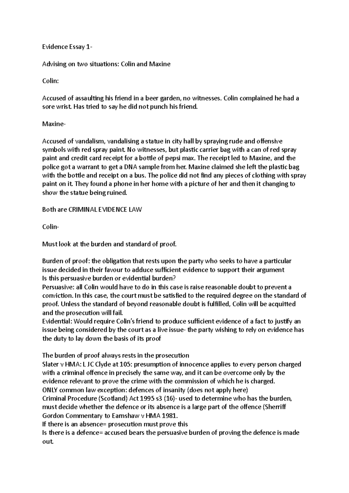 Evidence Essay 1 - Grade: B3 - Evidence Essay 1- Advising on two ...