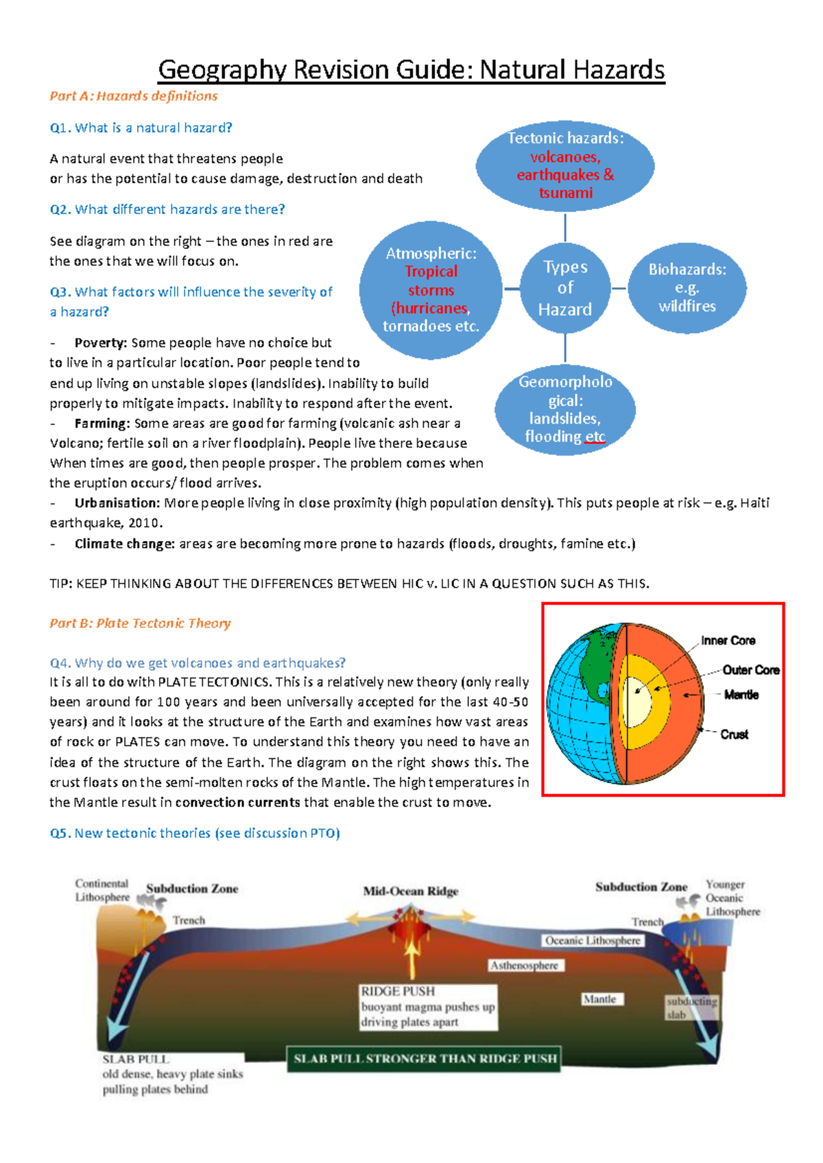 Natural-Hazards - Geography knowledge organicer - Geography Revision ...