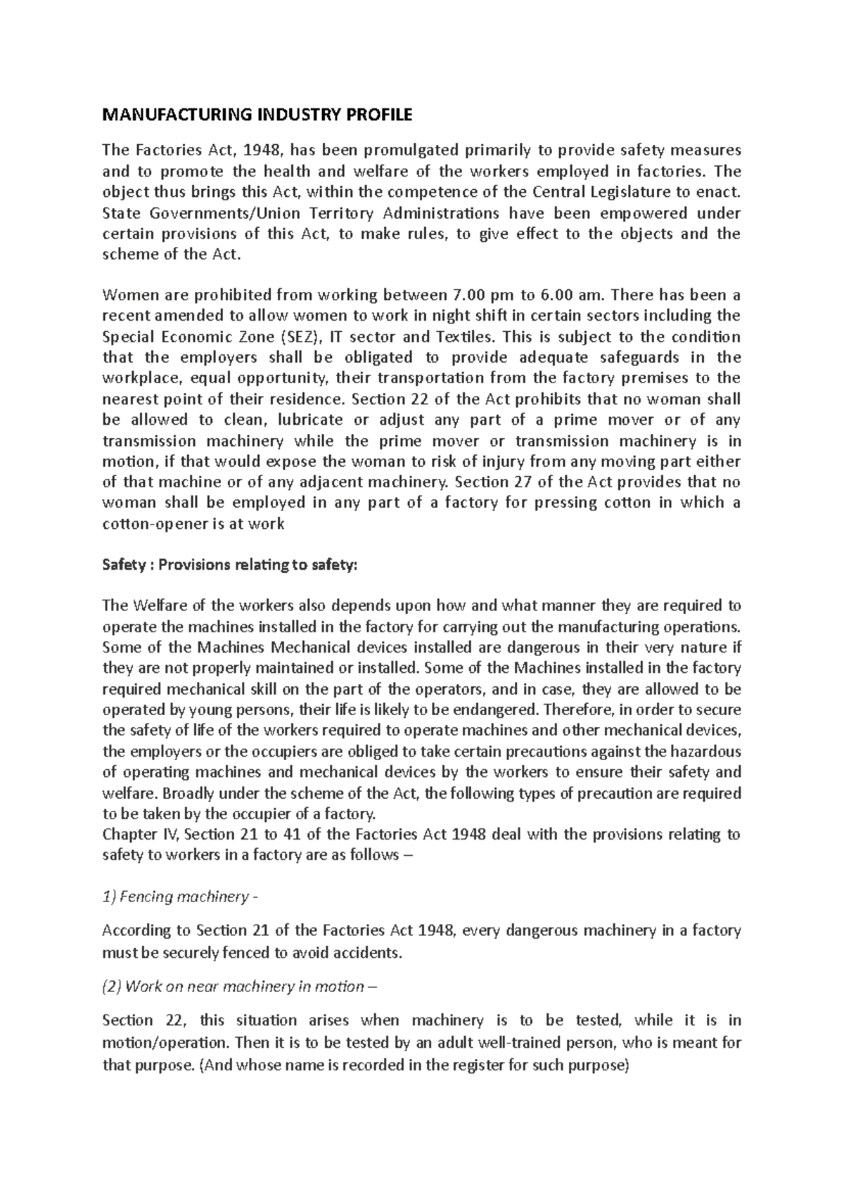 Manufacturing Industry Profile - MANUFACTURING INDUSTRY PROFILE The ...