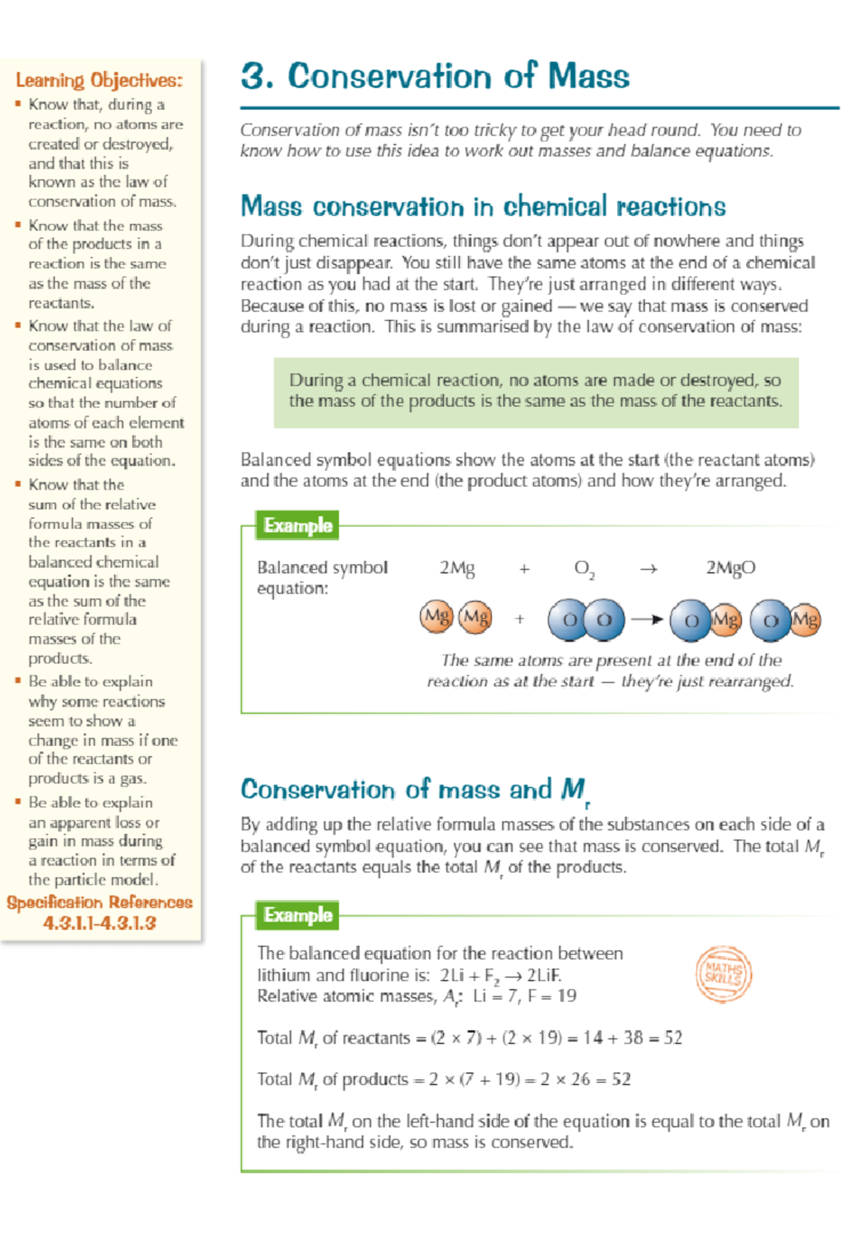 GCSE Revision Y10 - Learning Objectives: 3. Conservation of Mass Know ...
