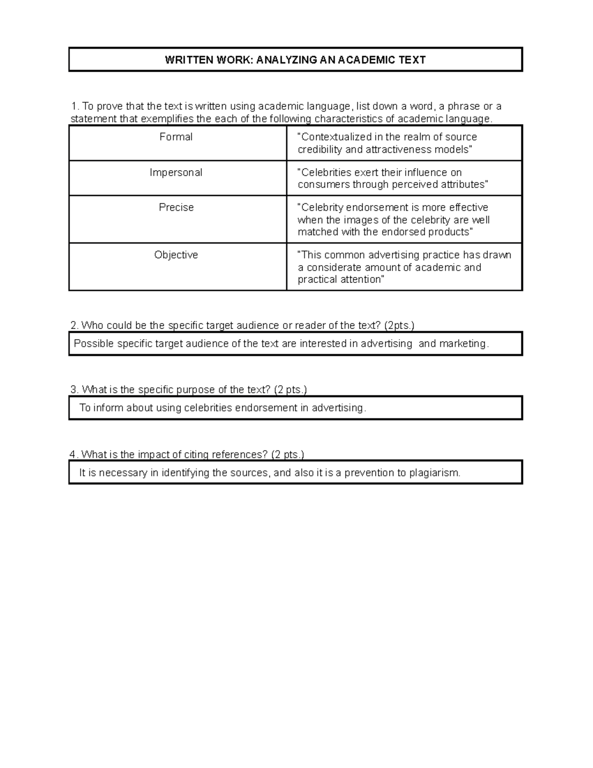 Module 2 - Academic Text and Text Structure - WRITTEN WORK: ANALYZING ...