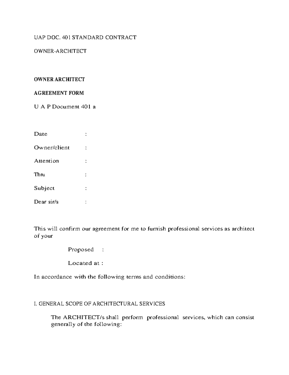 UAP DOC 401 - UAP DOC 401 format - UAP DOC. 401 STANDARD CONTRACT OWNER ...