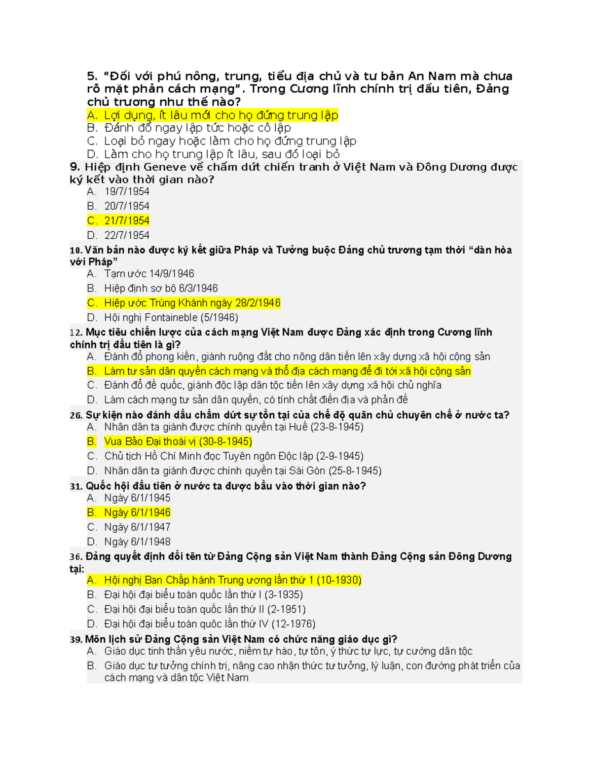 Trắc nghiệm giữa kỳ LSD - LSD - 5. “Đối với phú nông, trung, tiểu địa ...