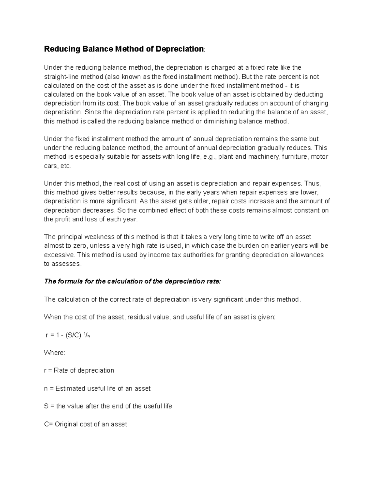Reducing Balance Method of Depreciation - But the rate percent is not ...