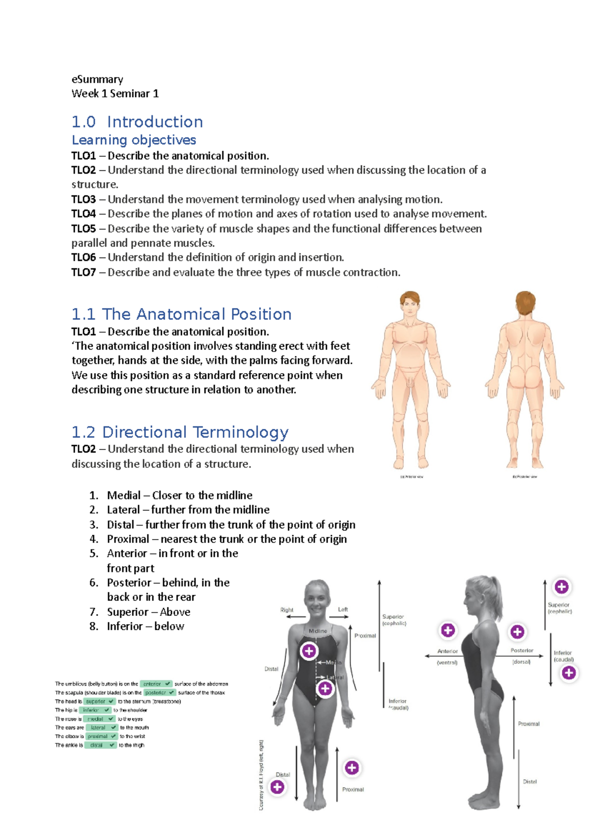 Summary - content from 1.0 to 10.2 with images - eSummary Week 1 ...