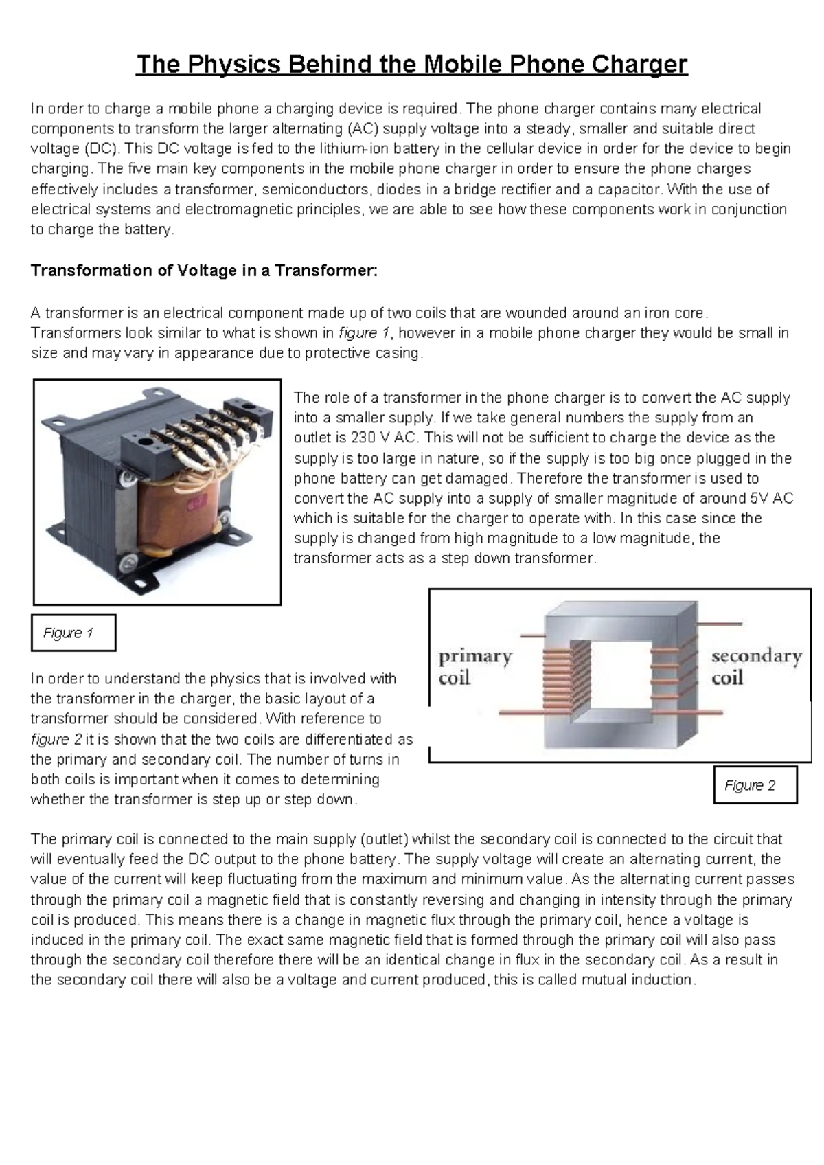 Physics AS 91522 Report - The Physics Behind the Mobile Phone Charger ...