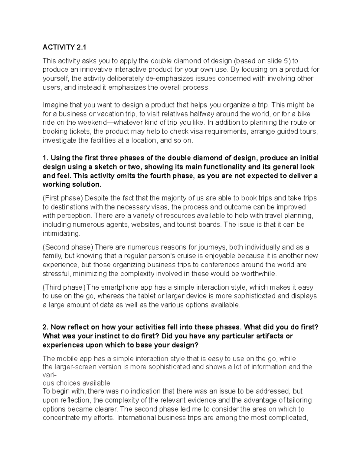 Acivity 2 - HCI - ACTIVITY 2. This activity asks you to apply the ...