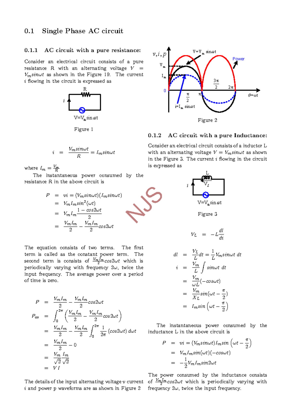 EEE Unit 2 - EEE unity 2 - NJS 0 Single Phase AC circuit 0.1 AC circuit ...