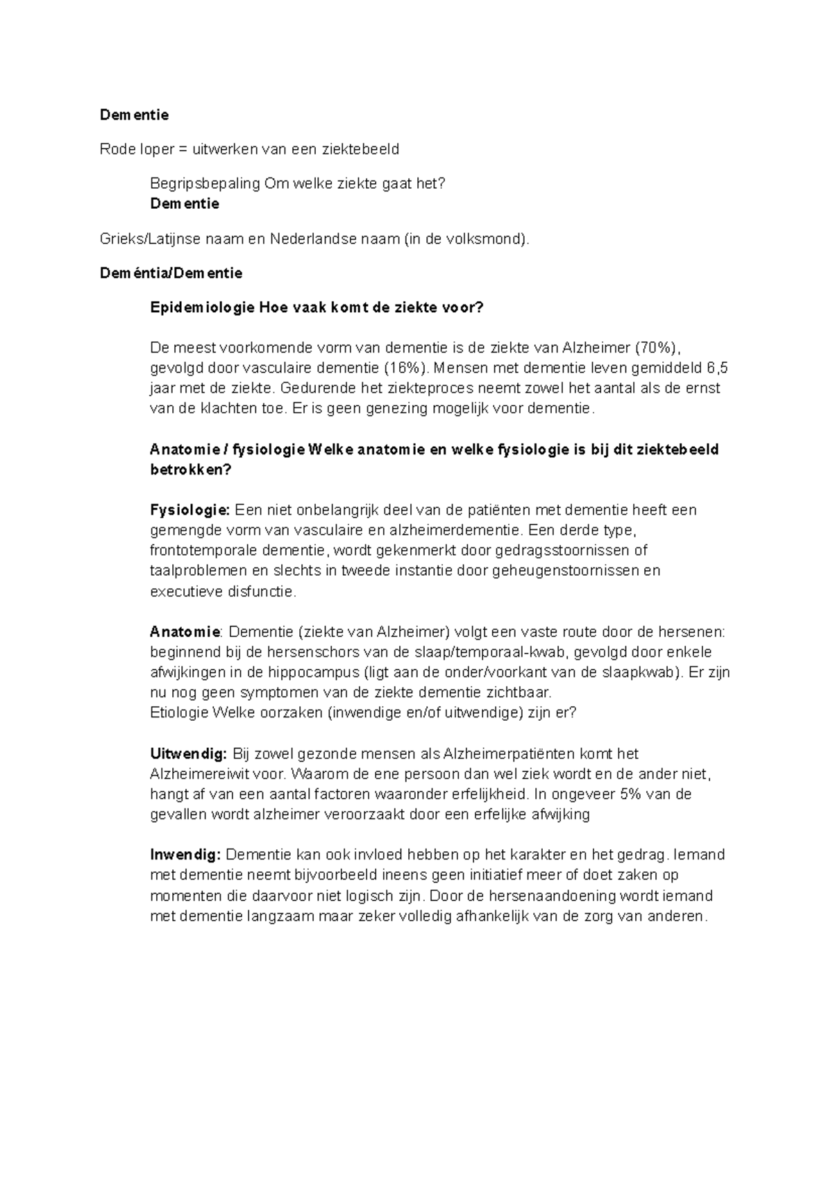 Rodeloper dementie - Rode loper - Dementie Rode loper = uitwerken van ...