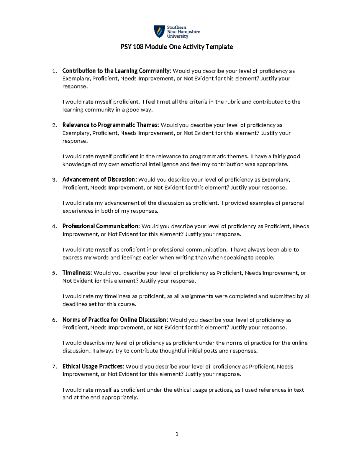 Module 1 Activity - Final - PSY 108 Module One Activity Template ...