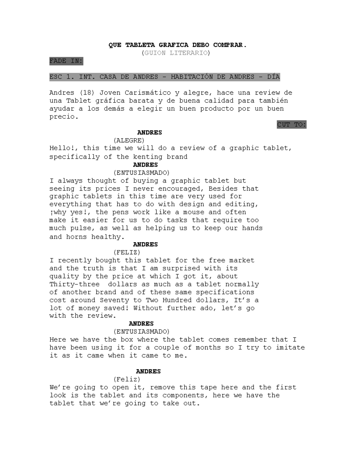 Script script script - QUE TABLETA GRAFICA DEBO COMPRAR. (GUION ...
