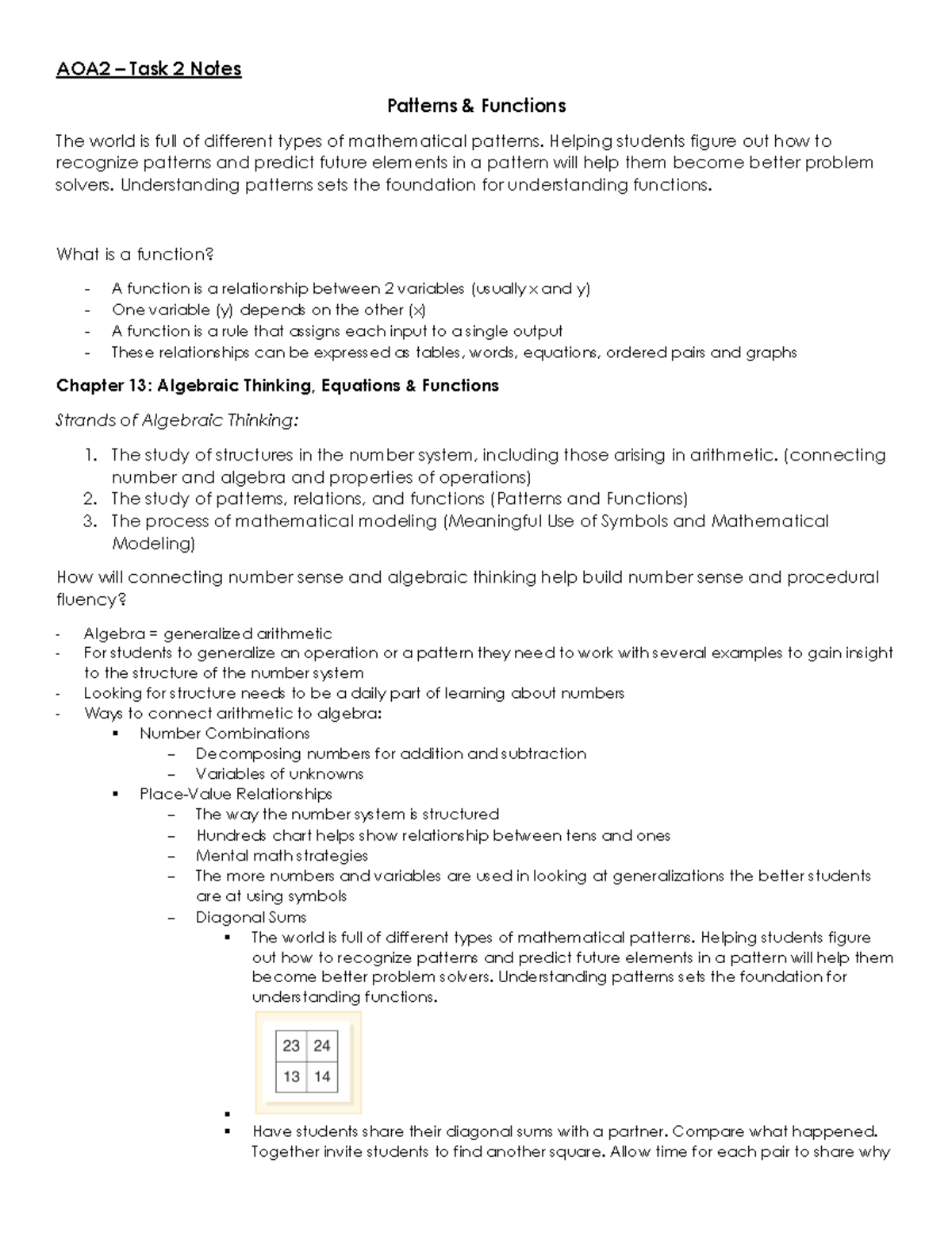 AOA2 Task 2 Notes - AOA2 – Task 2 Notes Patterns & Functions The world ...