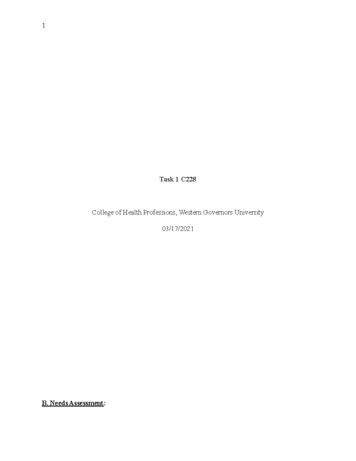 Task 1 2021 c228 (1 22).docx - 1 Task 1 C College of Health Professions ...