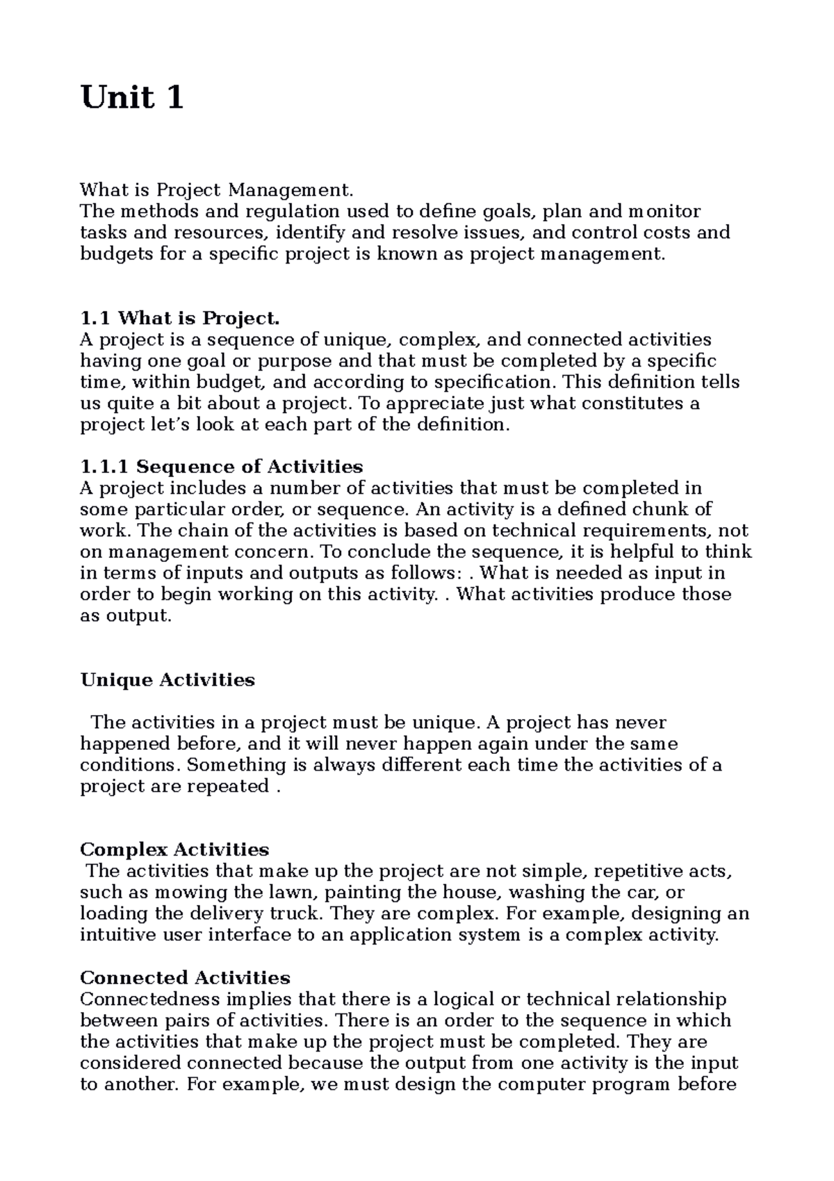 SPM Notes - spm - Unit 1 What is Project Management. The methods and ...