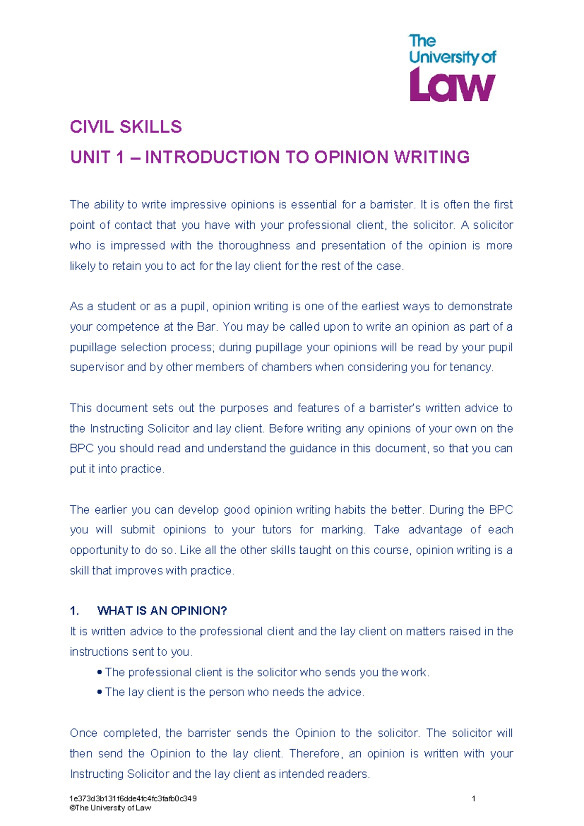 2324 skill civ unit01 ce01 opinion writing intro - CIVIL SKILLS UNIT 1 ...