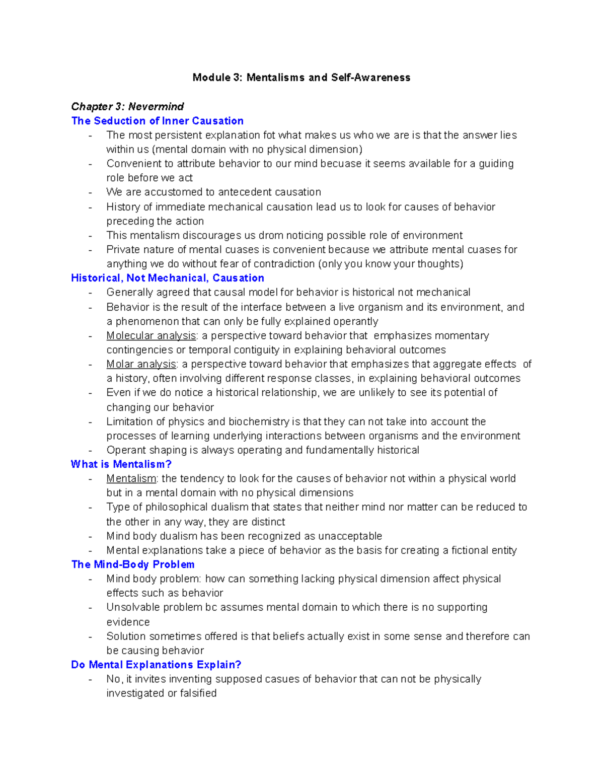 Module 3 Mentalisms and Self-Awareness - Module 3: Mentalisms and Self ...