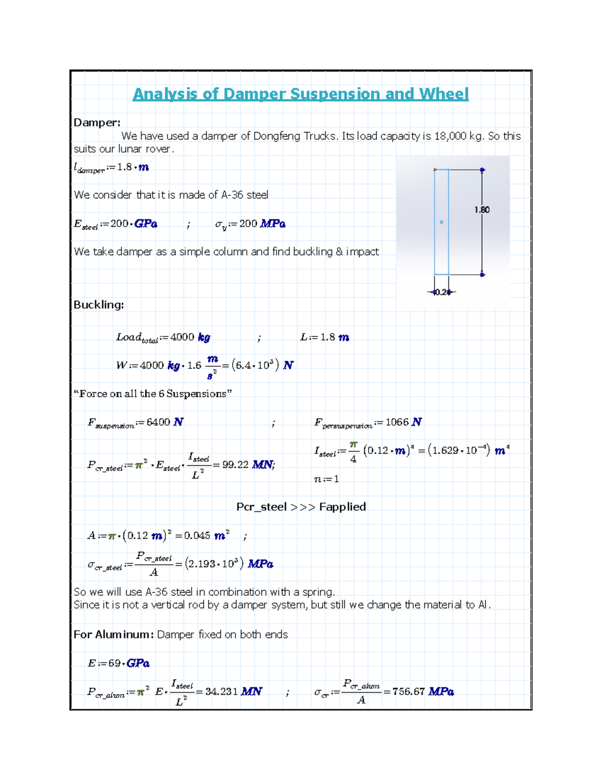 Analysis of Damper Suspension and Wheel - Analysis of Damper Suspension ...