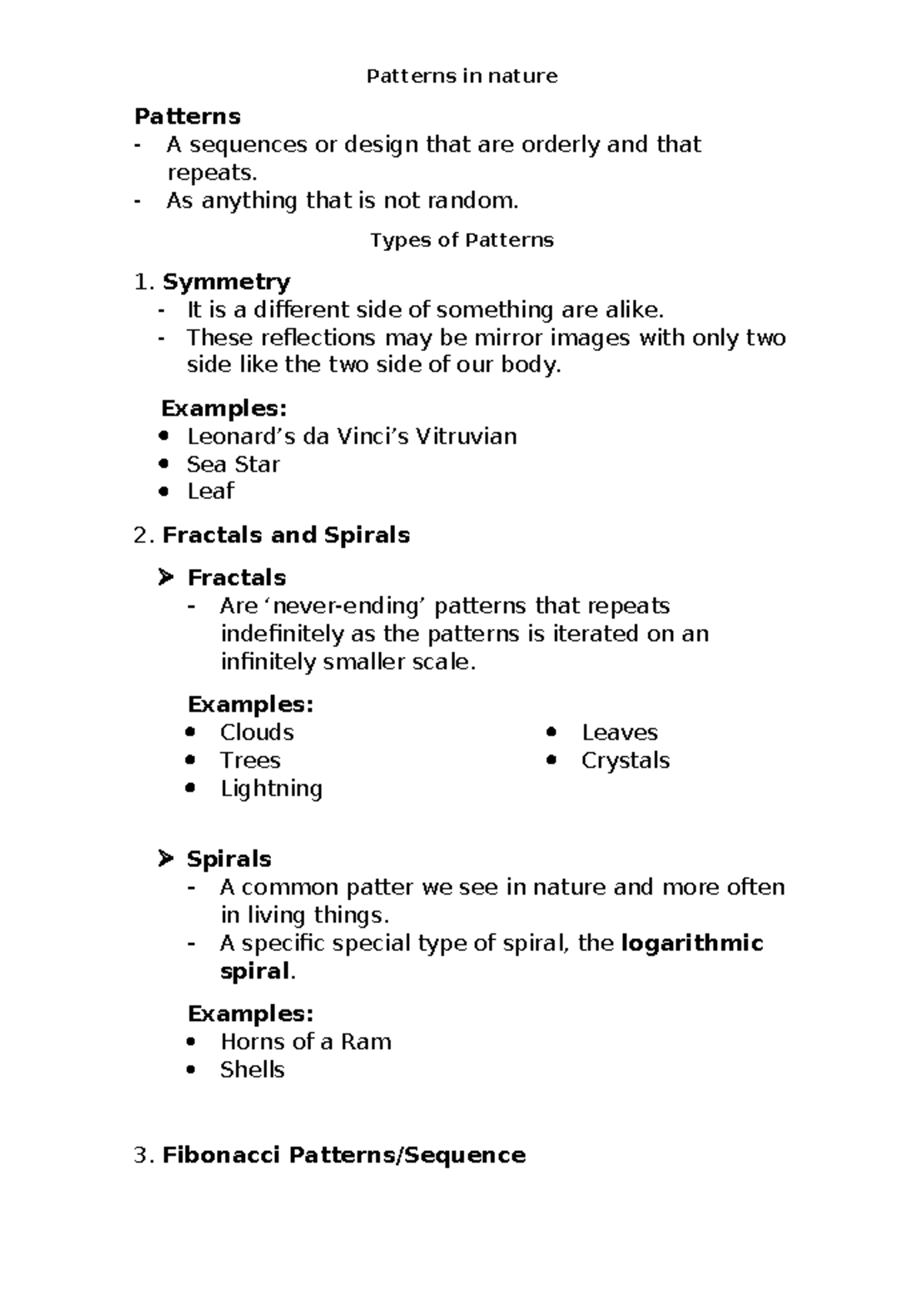 01 - Patterns In Our World - Patterns in nature Patterns - A sequences ...