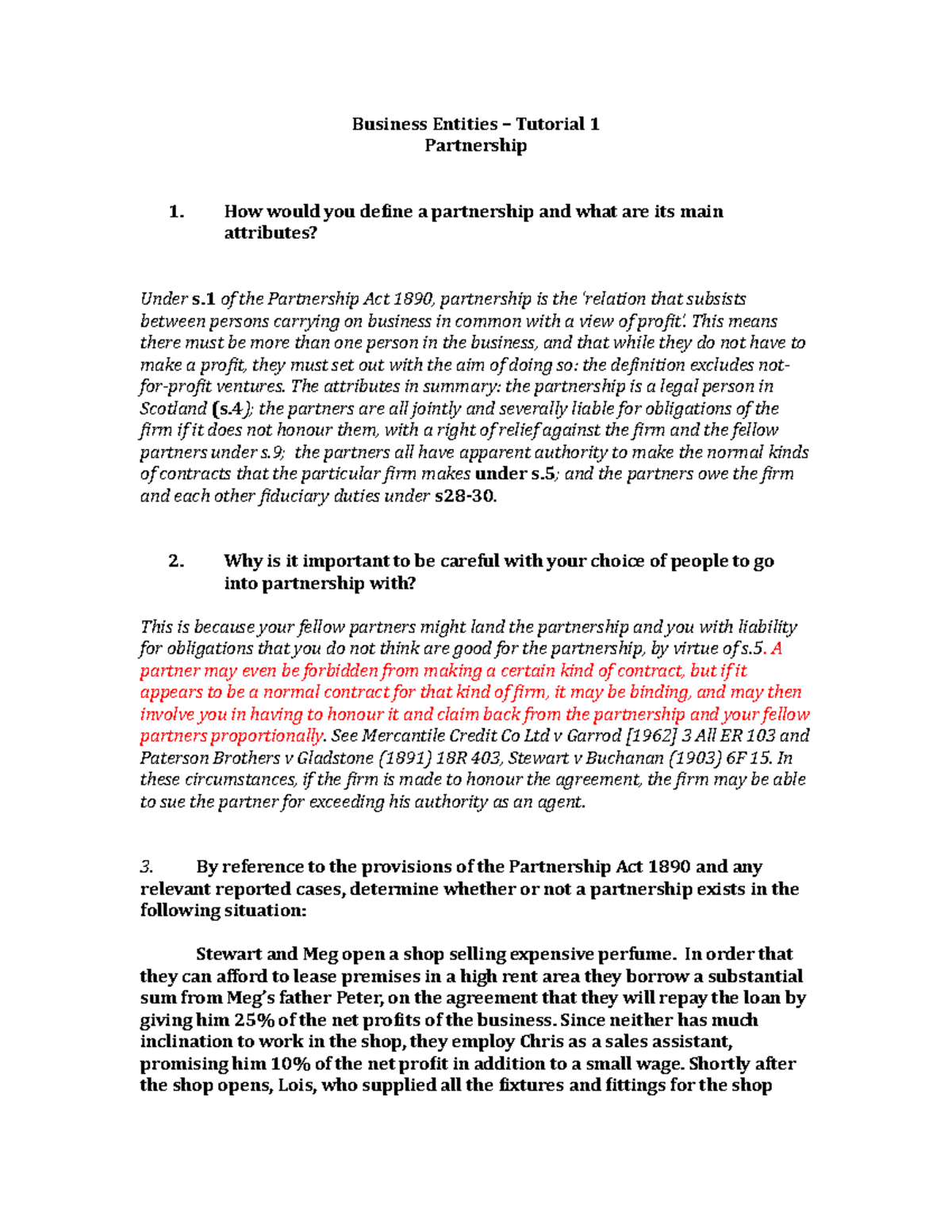 Tutorial 1 Answers Partnership - Business Entities – Tutorial 1 ...