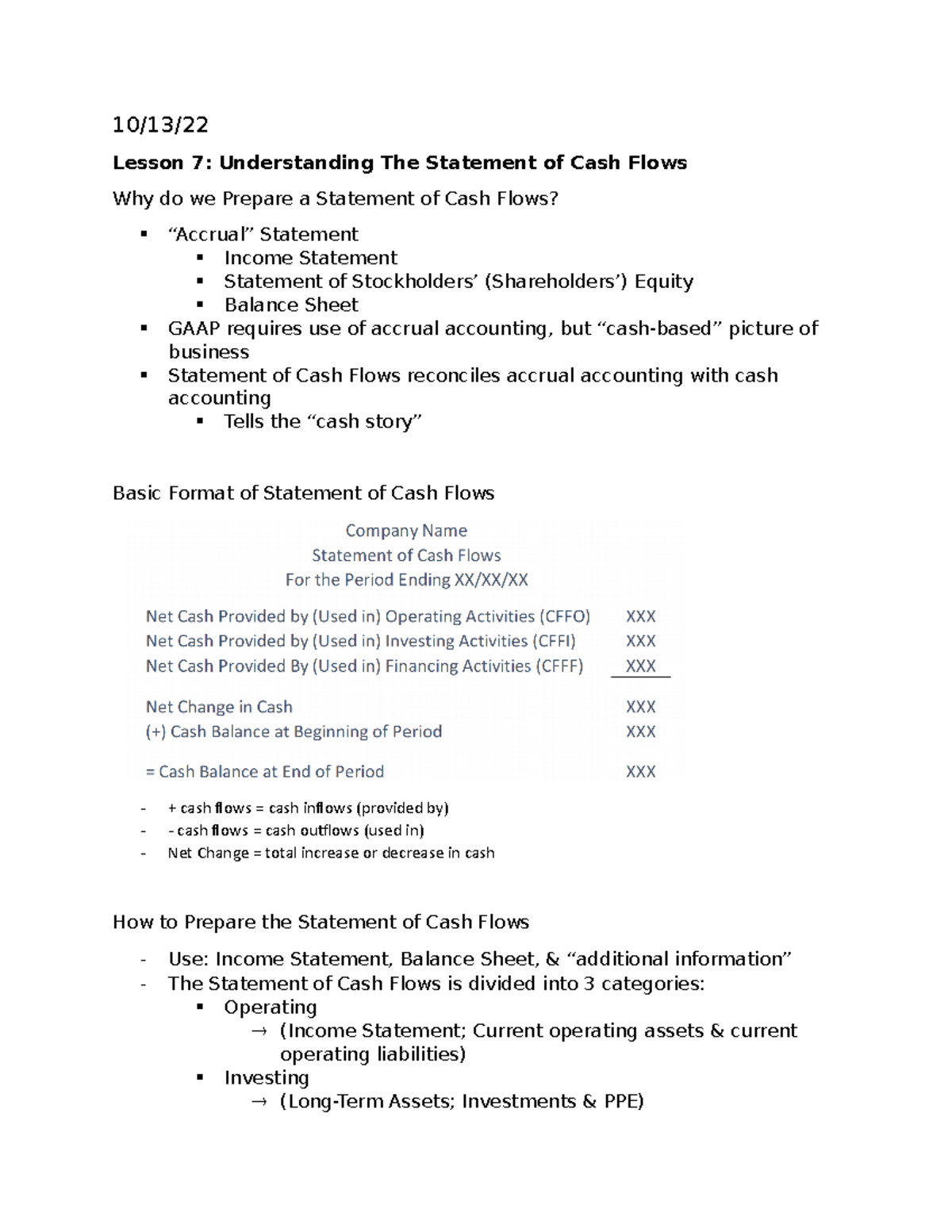 Accounting Module 3 - 10/13/ Lesson 7: Understanding The Statement of ...