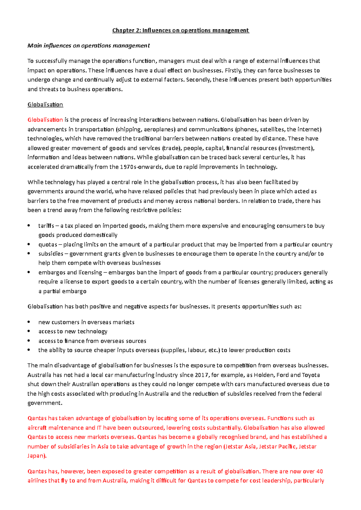 Ch2 Influences on operations management HSC BUSINESS - Chapter 2 ...