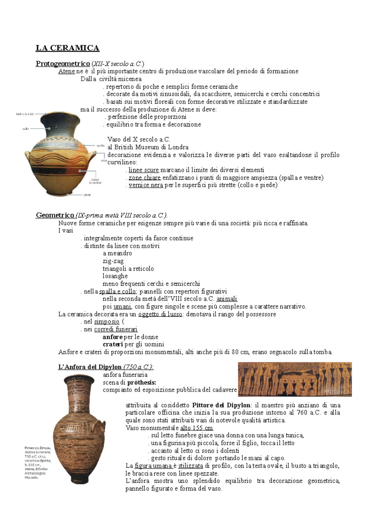 2 - ceramica vasi - libro testo - LA CERAMICA Protogeometrico (XII-X ...