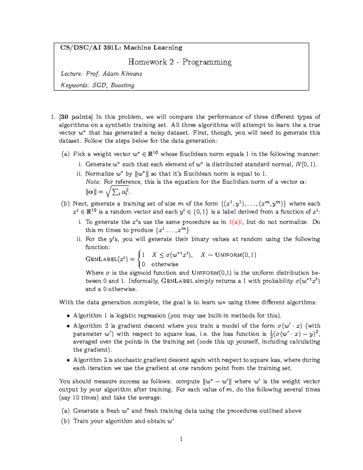 Hw2 programming handout - CS/DSC/AI 391L: Machine Learning Homework 2 - Programming Lecture ...