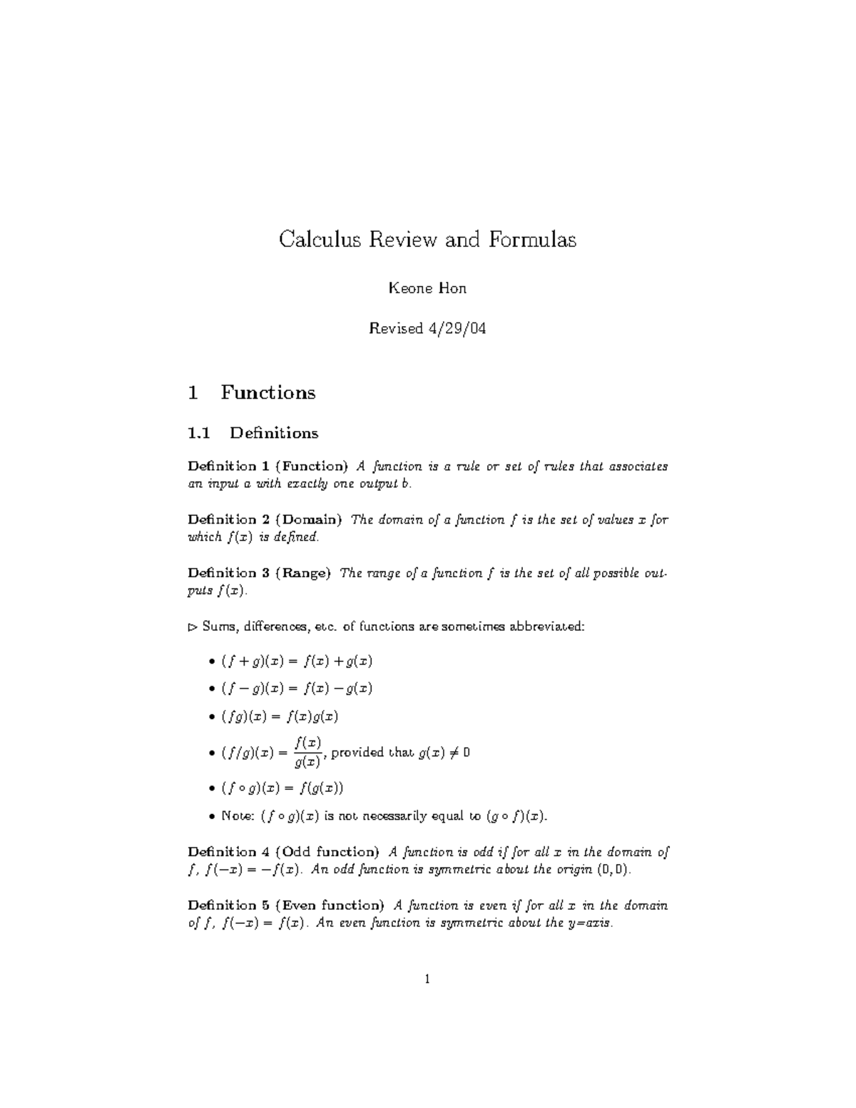 Calculus Review and Formulas (11 pages) - Calculus Review and Formulas ...