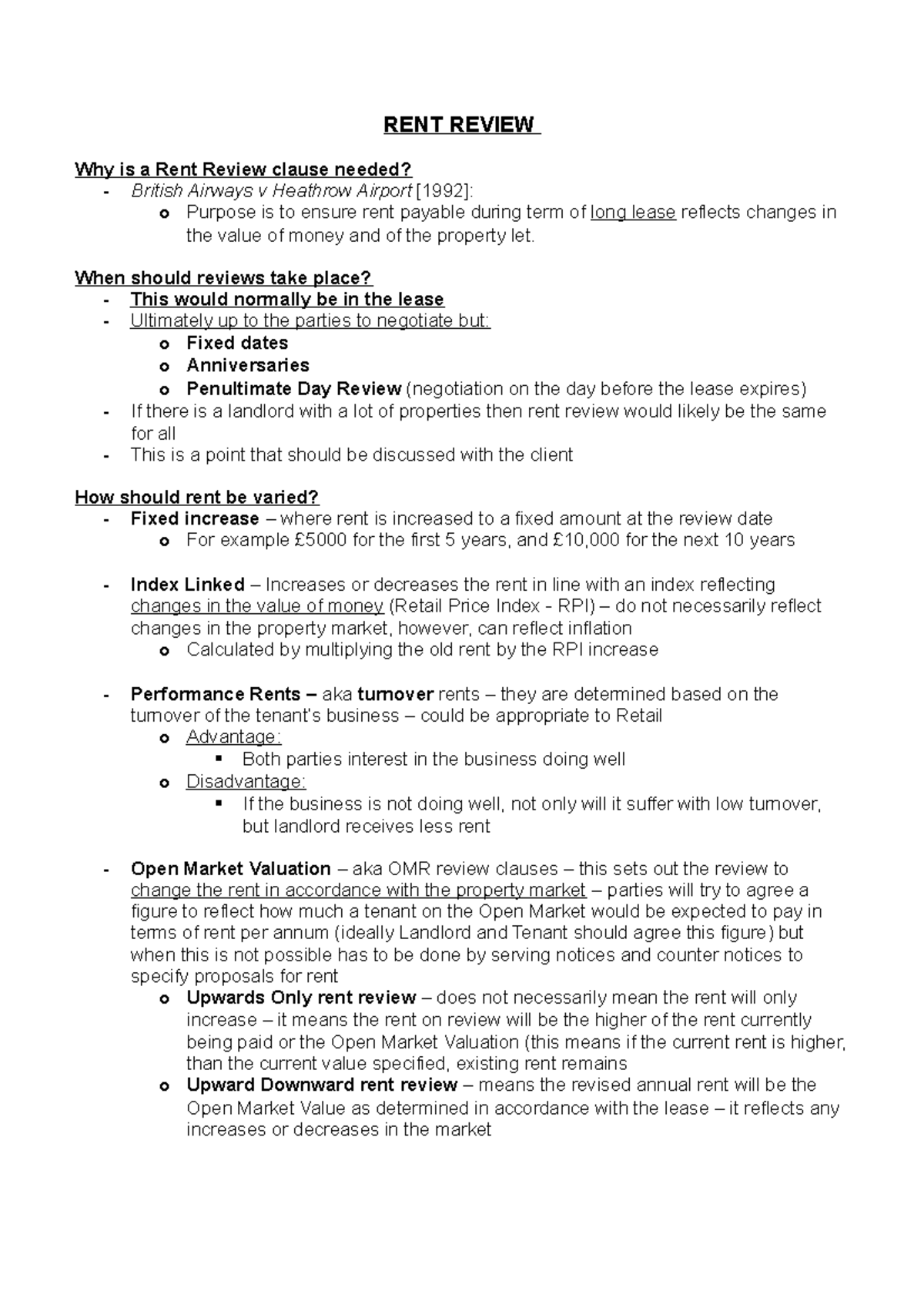 4 - RENT Review - RENT REVIEW Why is a Rent Review clause needed ...