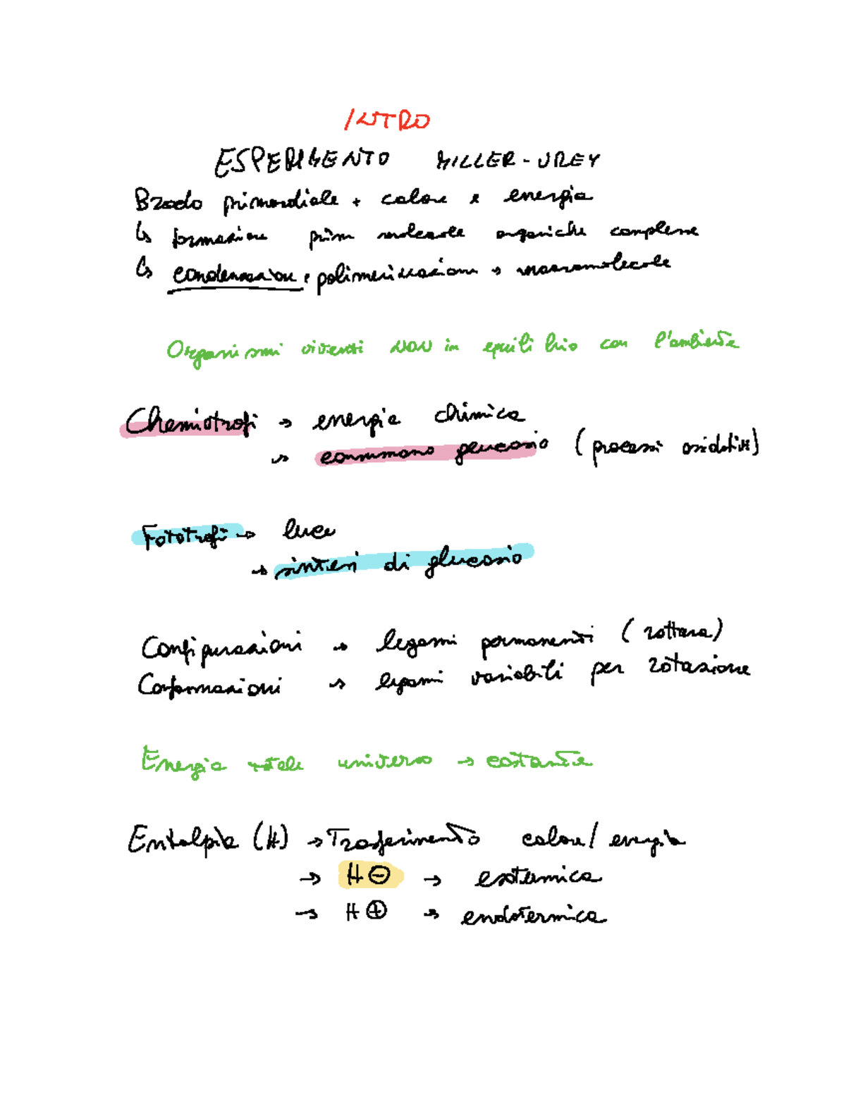 Biochimica strutturale - INTRO ESPERIMENTO MILLER UREY Brodo ...