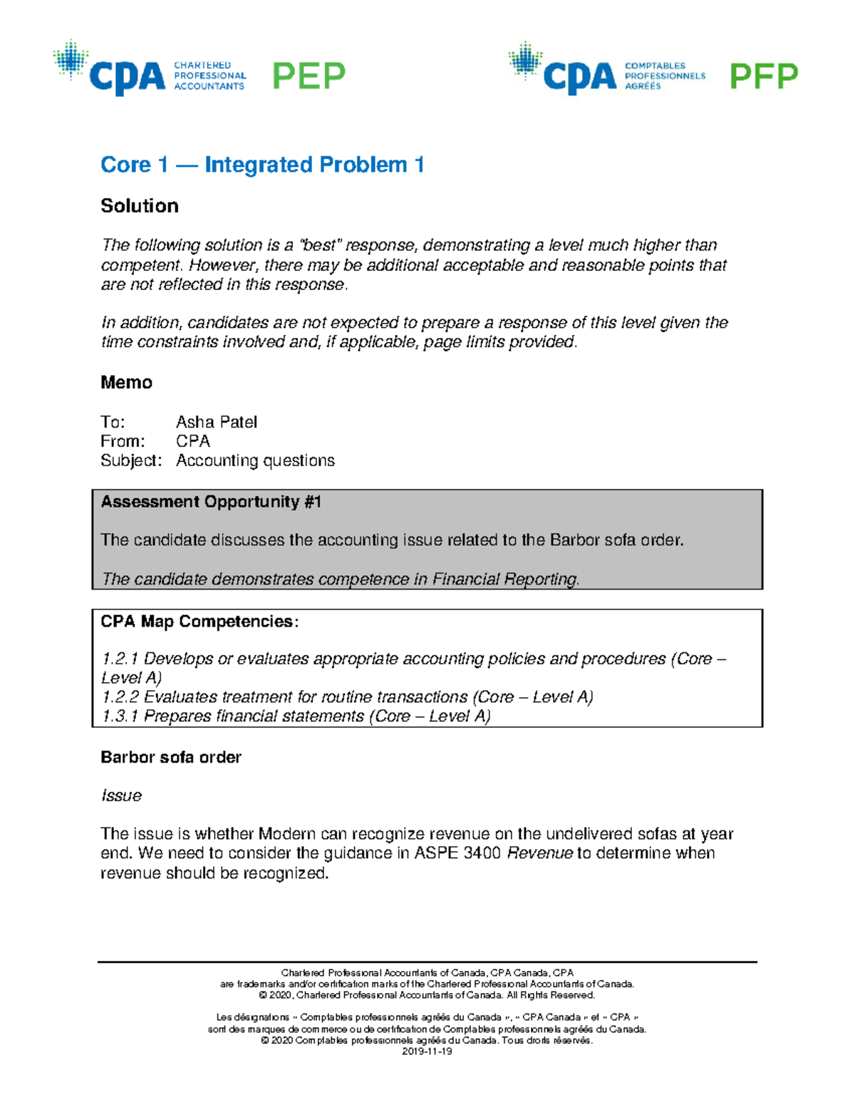 CO12001 E IP01 Solution - Chartered Professional Accountants of Canada ...