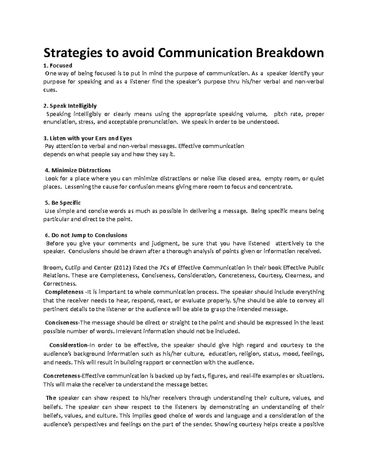 7 Cs to avoid Comm breakdown - Strategies to avoid Communication ...