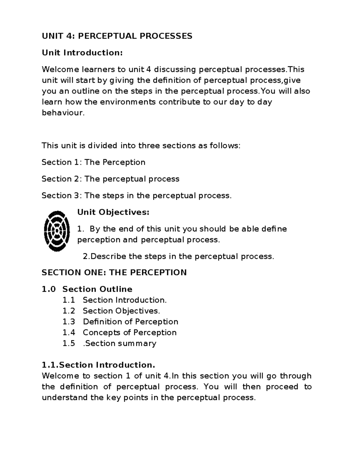 19. UNIT 4 - Lecture Family Therapy Lecture notes - UNIT 4: PERCEPTUAL ...