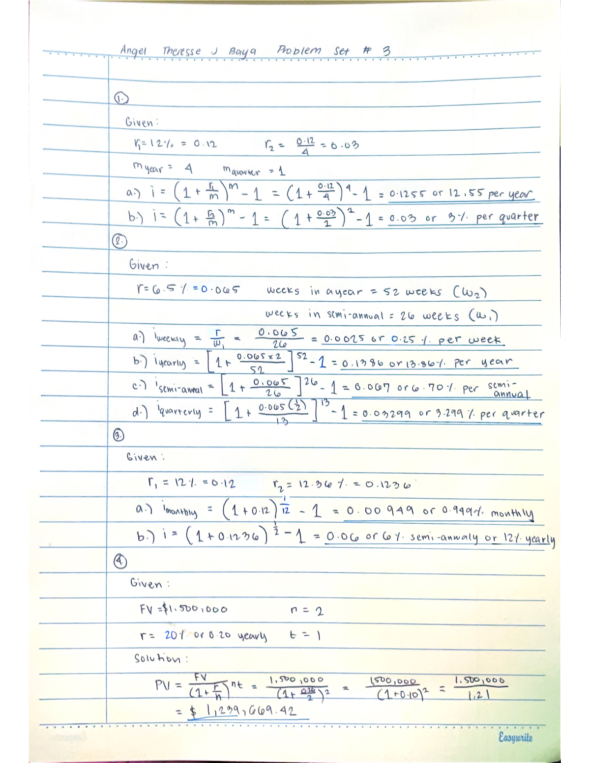 Engineering Economics Problem Set 3 - Angel' Theresse 1 Baya Roblem ...