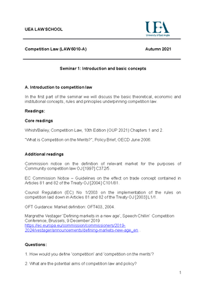 L8 - The legal exception, Art 101 - Competition Law The legal exception ...