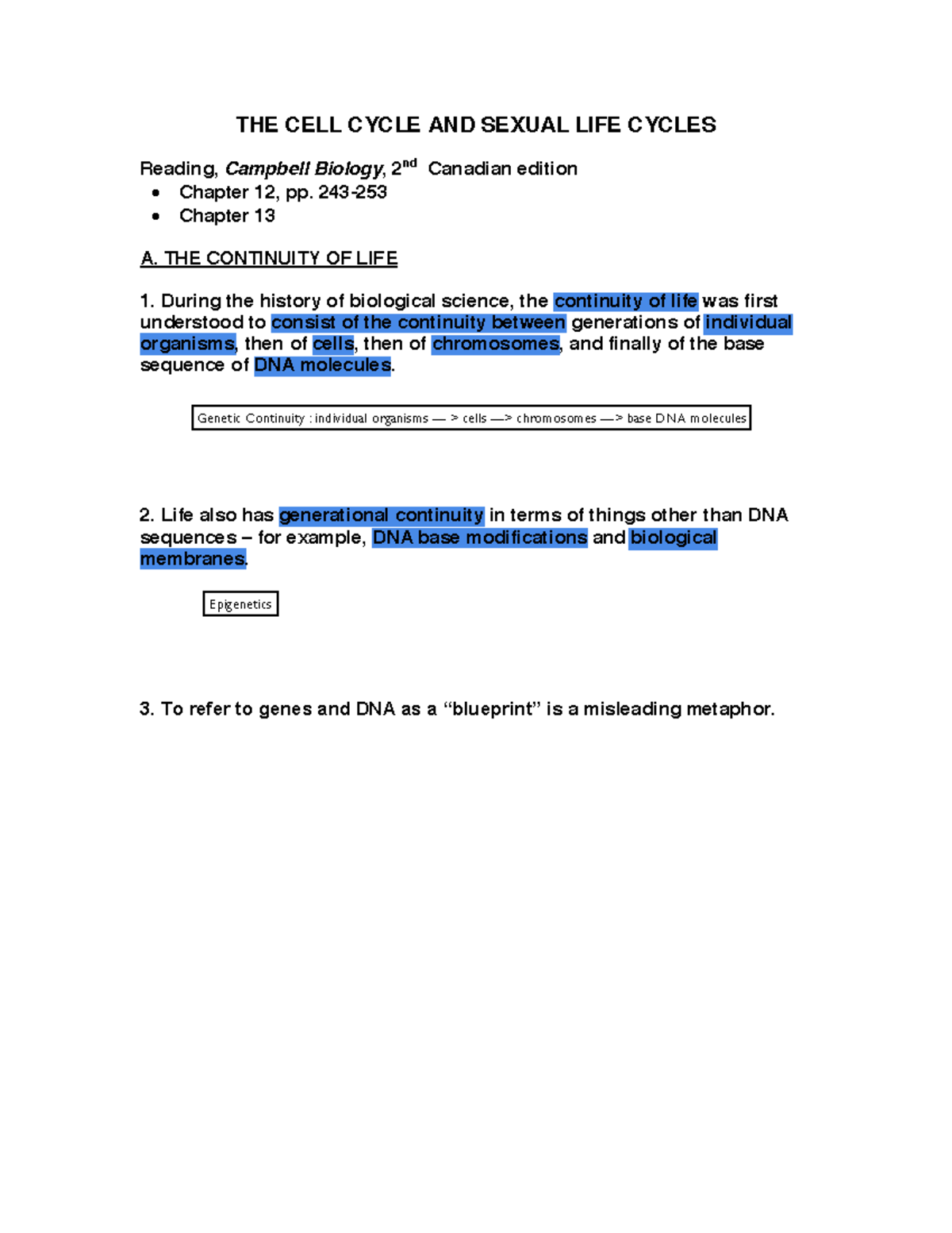 Lecture 3,4 - The Cell Cycle - THE CELL CYCLE AND SEXUAL LIFE CYCLES ...