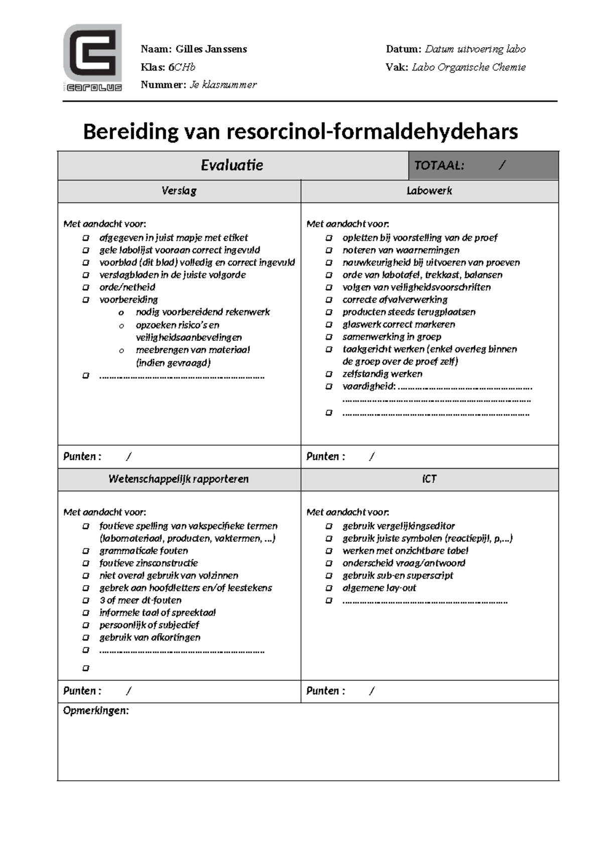 Sjabloon verslag labo organische chemie 2018-2019 - Naam: Gilles Janssens Datum: Datum ...