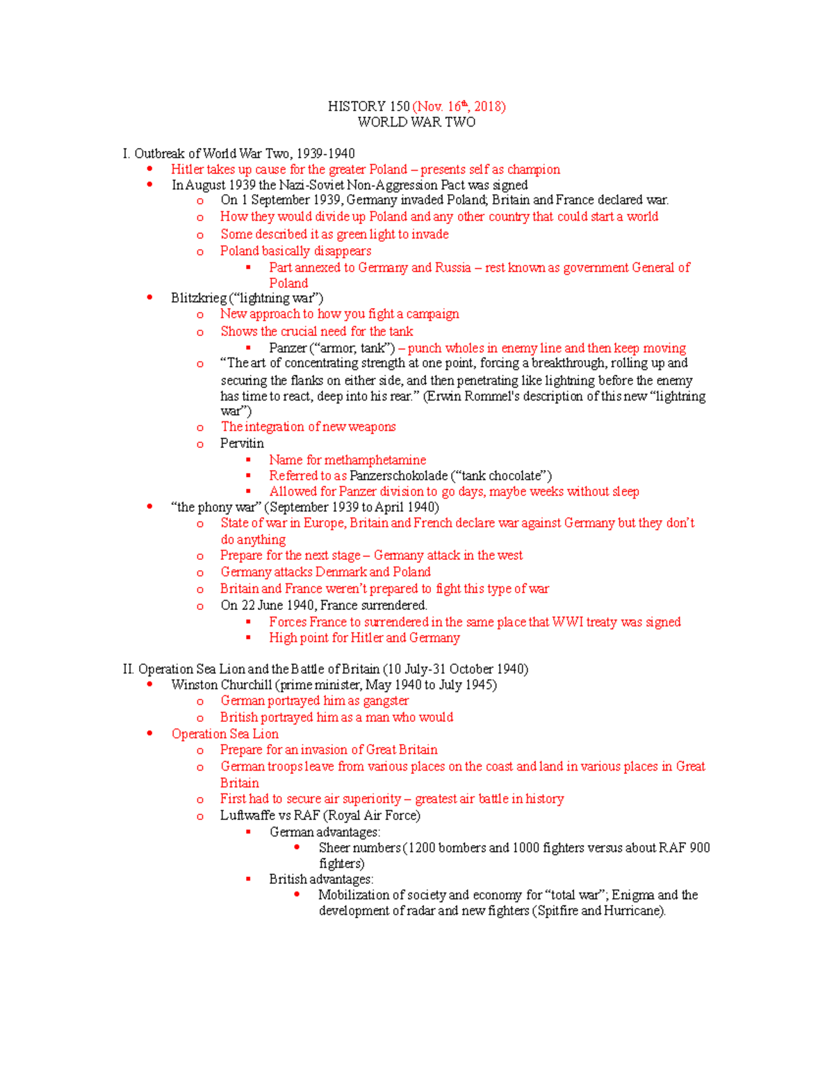 History 150 Class Outline 5 Notes - HISTORY 150 (Nov. 16th, 2018) WORLD ...