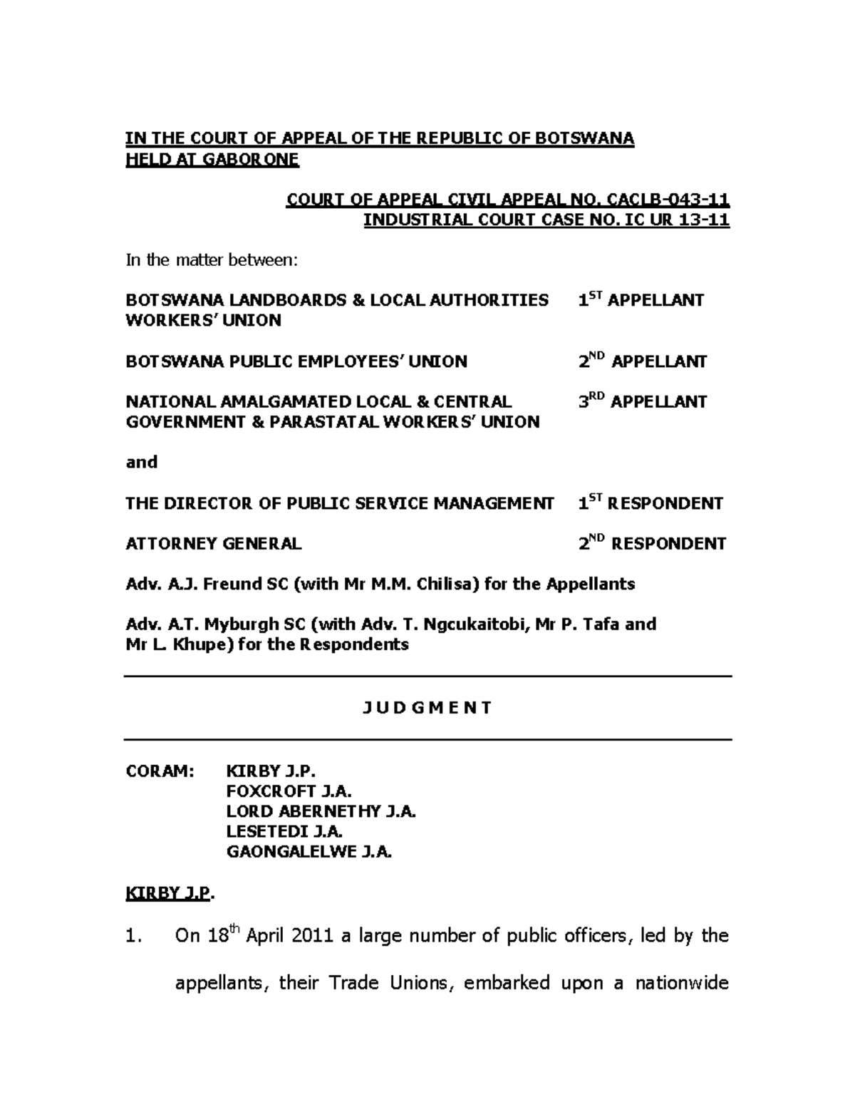Bllawu & 2 Others v DPSM & Another - IN THE COURT OF APPEAL OF THE ...