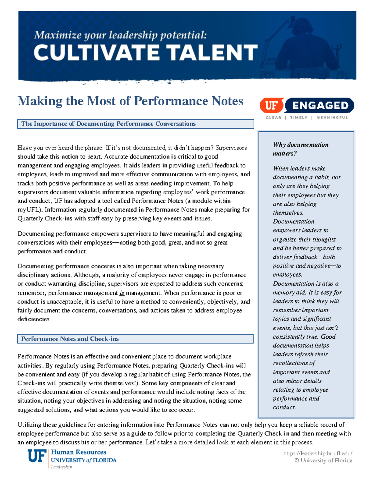 Making most performance notes - leadership.hr.ufl/ © University of ...