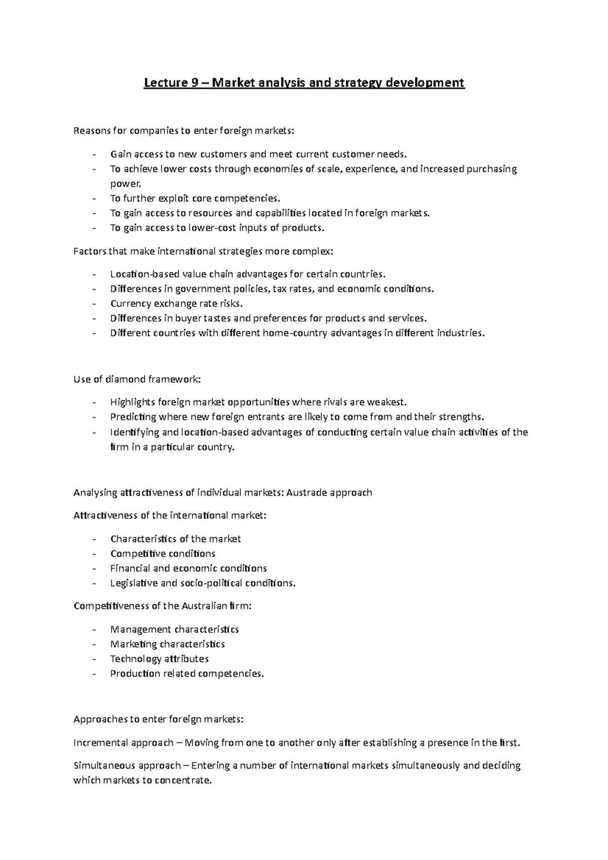 Lecture 9 - Market analysis and strategy development - Lecture 9 ...