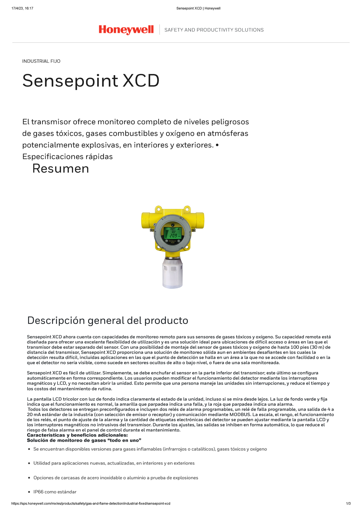 Sensepoint XCD Honeywell - 17/4/23, 16:17 Sensepoint XCD | Honeywell - Studocu